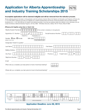 Fillable Online Application for Alberta Apprenticeship and Industry ...