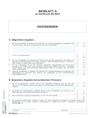 Ausfüllbar Online ZS-RD1A -BEIBLATT A zu Vordruck ZS-RD1 (Formular ...