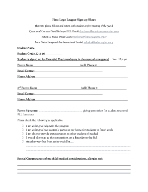 Fillable Online FLL Sign-up sheetdocx Fax Email Print - pdfFiller