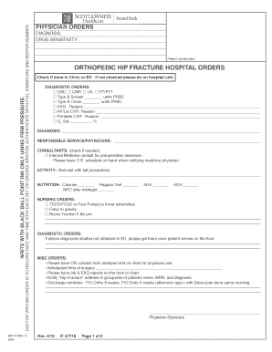 Fillable Online sw ORTHOPEDIC HIP FRACTURE HOSPITAL ORDERS Fax Email ...
