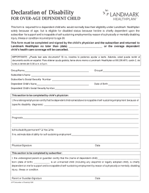 Fillable Online Declaration of Disability - copowercom Fax Email Print - pdfFiller