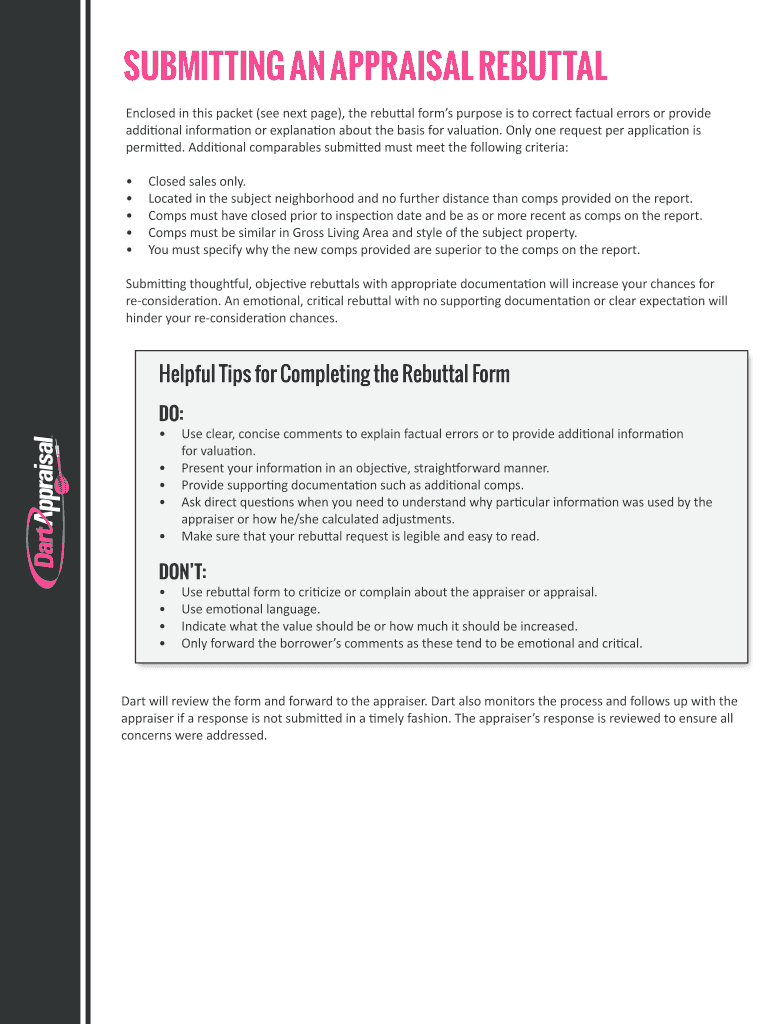 Fillable Online SUBMITTING AN APPRAISAL REBUTTAL Fax Email Print - pdfFiller