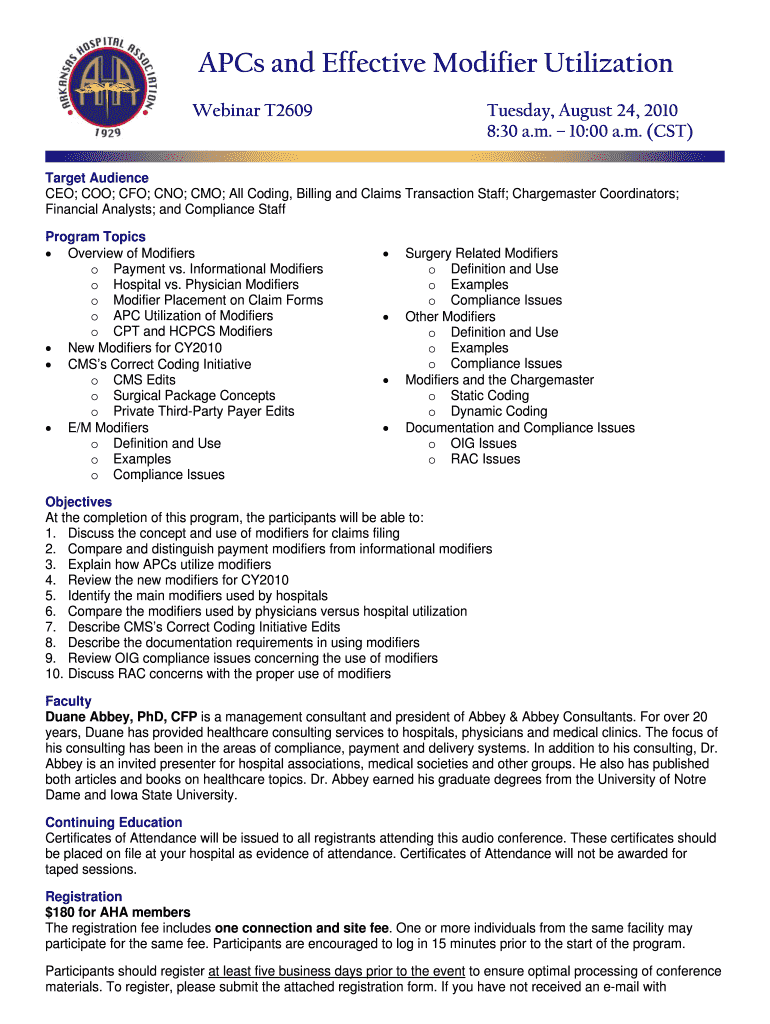 Fillable Online arkhospitals APCs and Effective Modifier Utilization - arkhospitalsorg Fax Email ...