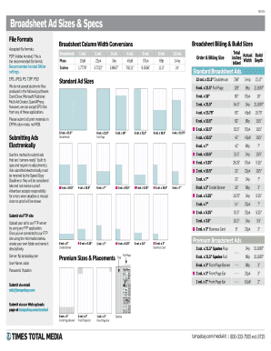 Fillable Online Broadsheet Ad Sizes & Specs Fax Email Print - pdfFiller
