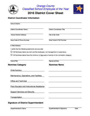 Fillable Online ocde 2008 County Cover Sheet - Classified School ...