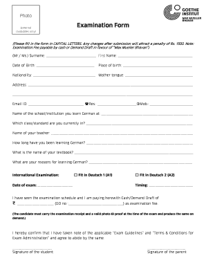 Fillable Online Photo (external Examination Form candidates only ...