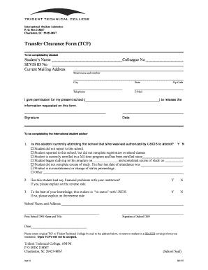 Fillable Online tridenttech Transfer Clearance Form TCF - Trident ...