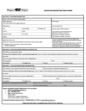 Fillable Online SUPPLIER REGISTRATION FORM - niagararegionca Fax Email ...