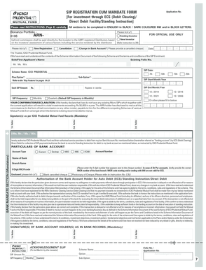 Fillable Online SIP REGISTRATION CUM MANDATE FORM For investment through Fax Email Print - pdfFiller