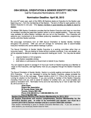 Fillable Online oba OBA SEXUAL ORIENTATION & GENDER IDENTITY SECTION ...