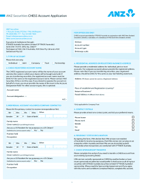 Fillable Online ANZ Securities CHESS Account Application Fax Email ...