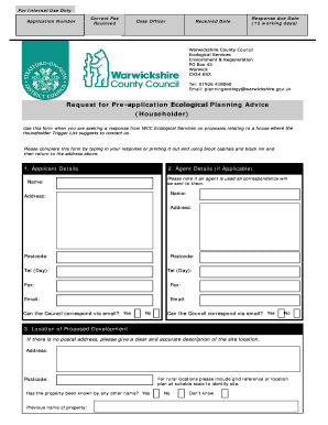 Fillable Online apps warwickshire gov Request for Pre-application ...