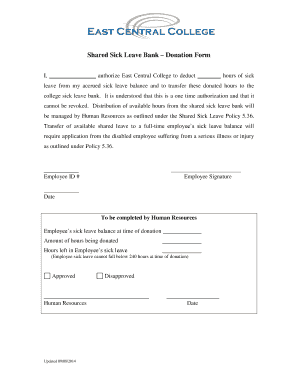 Fillable Online eastcentral Shared Sick Leave Bank Donation Form Fax ...