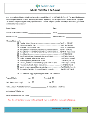 Fillable Online chatham-kent Music SOCAN ReSound - Chatham-Kent ...