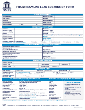 Fillable Online FHA STREAMLINE LOAN SUBMISSION FORM Fax Email Print ...