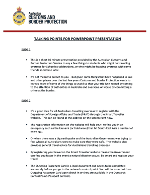 Fillable Online TALKING POINTS FOR POWERPOINT PRESENTATION Fax Email ...