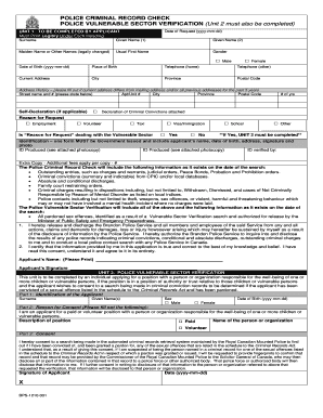 Fillable Online police brandon POLICE CRIMINAL RECORD CHECK POLICE VULNERABLE SECTOR - police ...