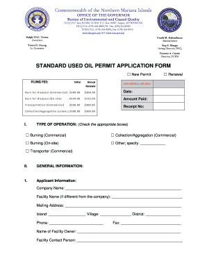 Fillable Online STANDARD USED OIL PERMIT APPLICATION FORM Fax Email ...