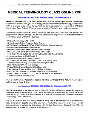 Fillable Online MEDICAL TERMINOLOGY CLASS ONLINE MEDICAL TERMINOLOGY ...