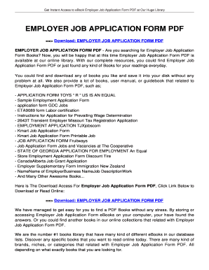 Fillable Online EMPLOYER JOB APPLICATION FORM. EMPLOYER JOB APPLICATION FORM Fax Email Print ...
