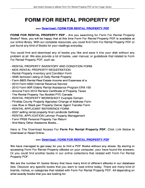 Fillable Online FORM FOR RENTAL PROPERTY FORM FOR RENTAL PROPERTY Fax ...