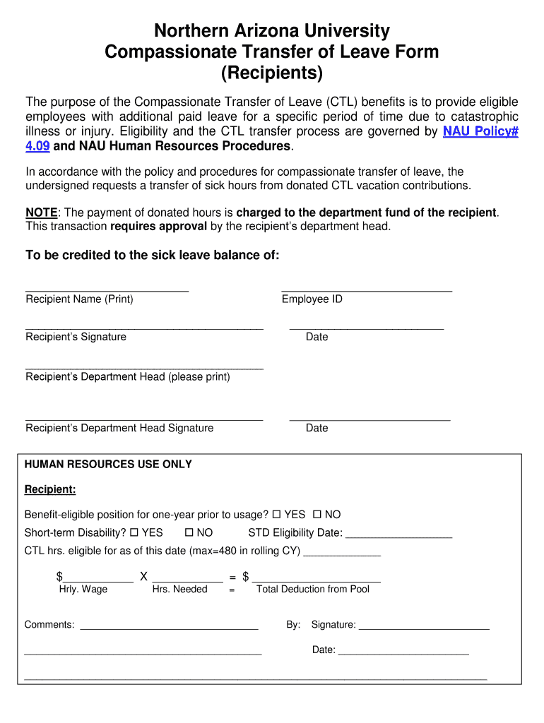 Fillable Online hr nau The purpose of the Compassionate Transfer of ...