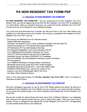 Fillable Online Pa non resident tax form pdf - tolianbiz Home Fax Email ...