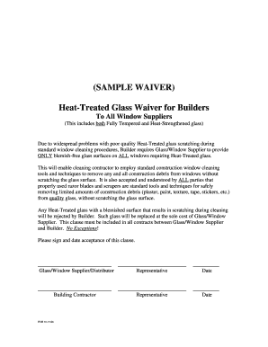 Fillable Online SAMPLE WAIVER Heat-Treated Glass Waiver for Builders ...