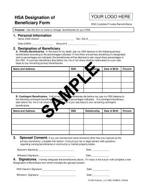 Fillable Online Designation of Beneficiary Form-Sample Fax Email Print ...