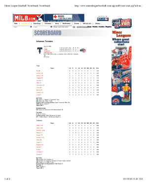Fillable Online Minor League Baseball: Scoreboard: Scoreboard Fax Email ...