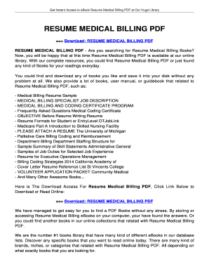 Fillable Online RESUME MEDICAL BILLING RESUME MEDICAL BILLING Fax Email ...