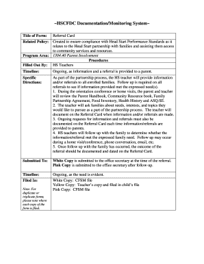 Fillable Online Created to ensure compliance with Head Start ...