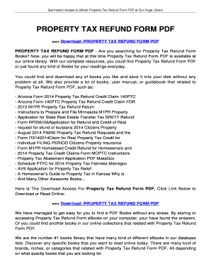 Fillable Online Property tax refund form pdf - tolianbiz Home Fax Email ...