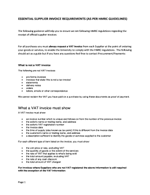 Fillable Online ESSENTIAL SUPPLIER INVOICE REQUIREMENTS (AS PER HMRC ...