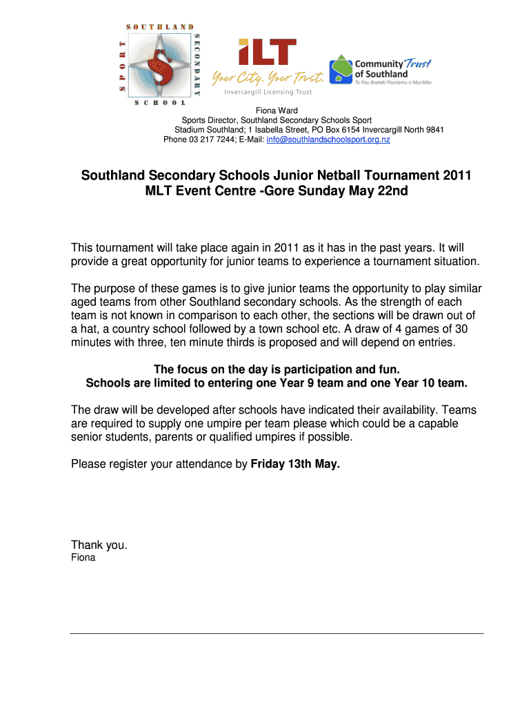 Fillable Online Junior Netball Entry Form Fax Email Print - pdfFiller
