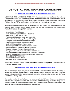 Fillable Online US POSTAL MAIL ADDRESS CHANGE US POSTAL MAIL ADDRESS ...