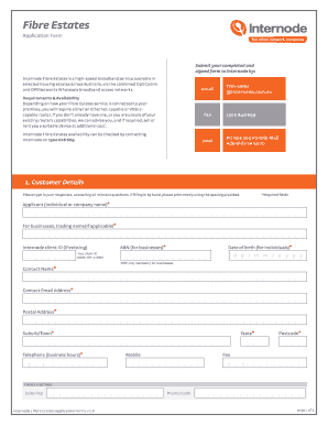 Fillable Online Fibre Estates Application Form - Internode Fax Email ...