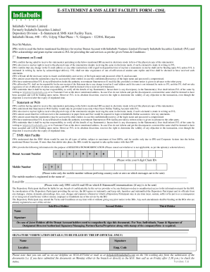 Fillable Online E-Statement and SMS Alert Facility Form - CDSL Fax ...