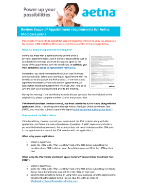 Fillable Online Review Scope of Appointment requirements for Aetna Fax ...