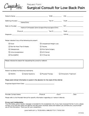 Fillable Online Request Form Surgical Consult for Low Back Pain Fax ...