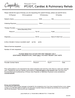 Fillable Online Therapy Request Form - Group Health Cooperative of Eau Claire Fax Email Print ...