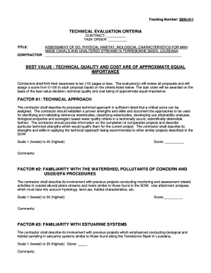 Fillable Online TECHNICAL EVALUATION CRITERIA CONTRACT TASK ORDER Fax ...