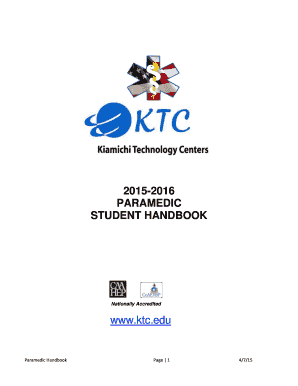 Fillable Online ktc 2015-2016 PARAMEDIC STUDENT HANDBOOK Fax Email ...