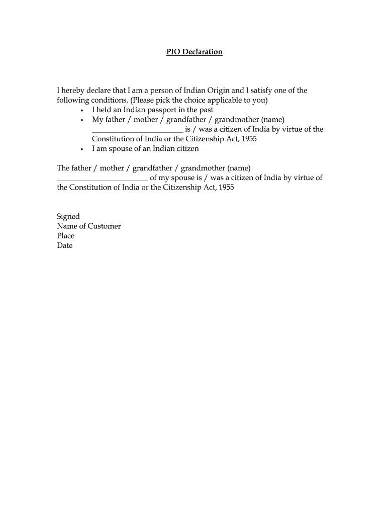 Fillable Online PIO Declaration.doc Fax Email Print - pdfFiller
