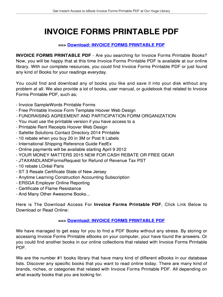 Fillable Online Invoice forms printable pdf - Your Happy Family Fax ...