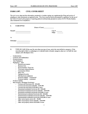 Fillable Online FORM 1.997. CIVIL COVER SHEET The civil cover sheet and ...