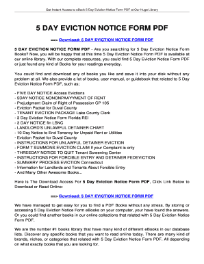 Fillable Online 5 DAY EVICTION NOTICE FORM. 5 DAY EVICTION NOTICE FORM ...