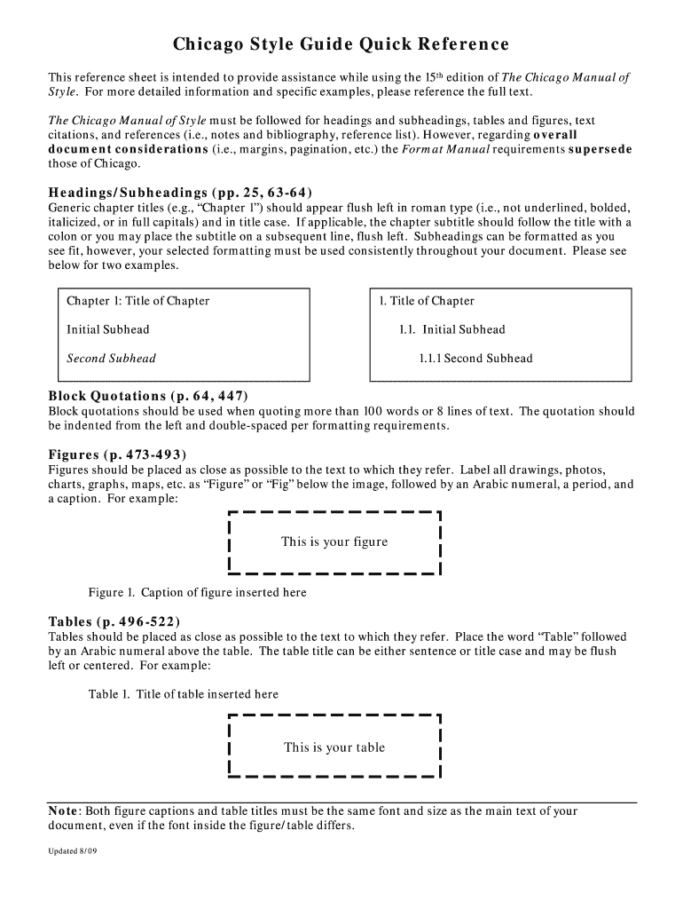 Fillable Online Chicago Style Guide Quick Reference Fax Email Print ...