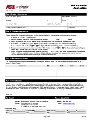 Fillable Online graduate asu Arizona Residency Form - Arizona State ...
