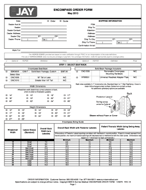 Fillable Online ENCOMPASS ORDER FORM - sunrisemedicalcom Fax Email ...